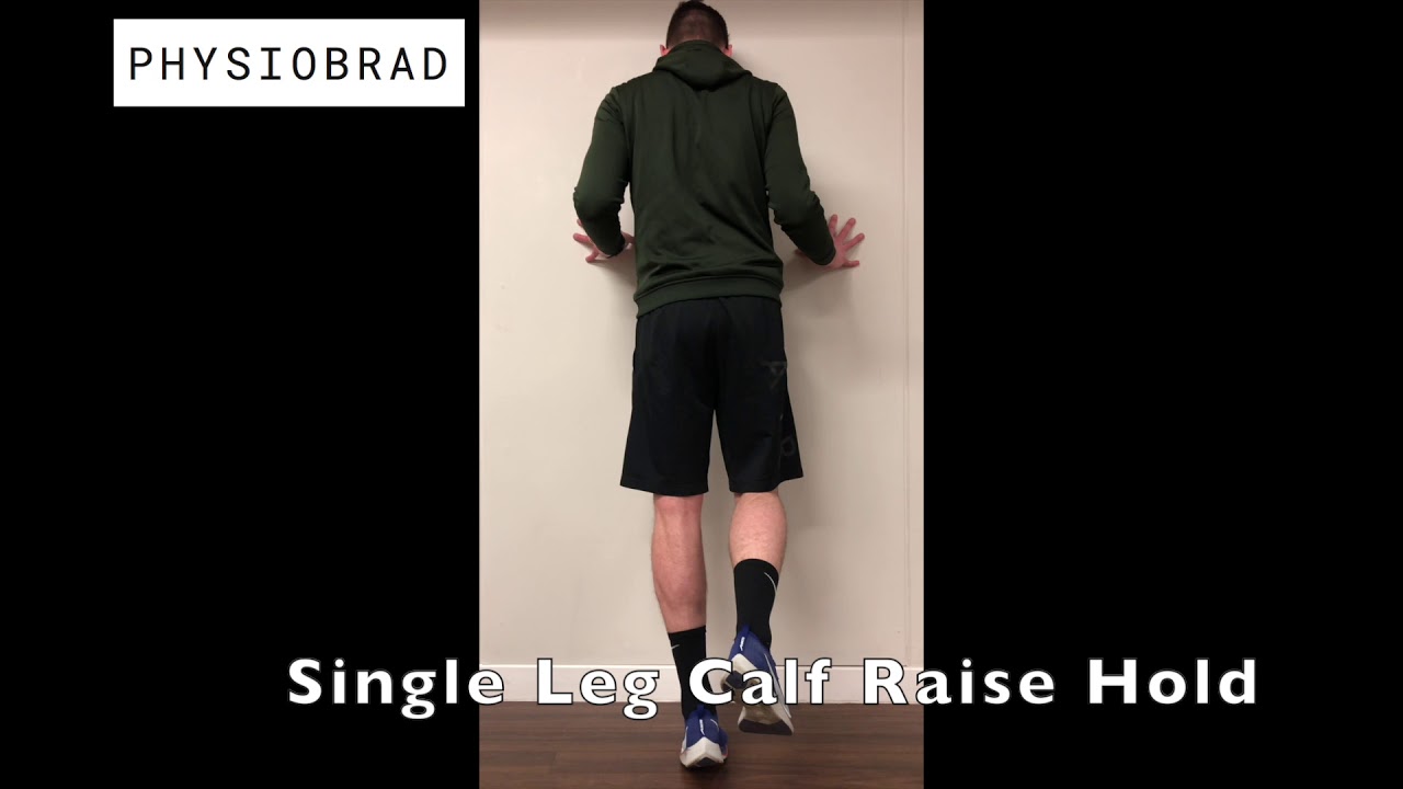 Single leg calf raise hold (isometric) - YouTube