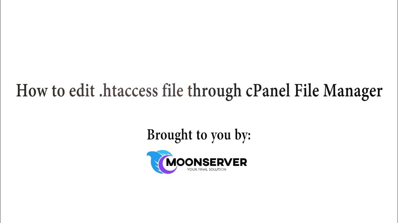 How to edit .htaccess file through cPanel File manager with Moonserver - YouTube