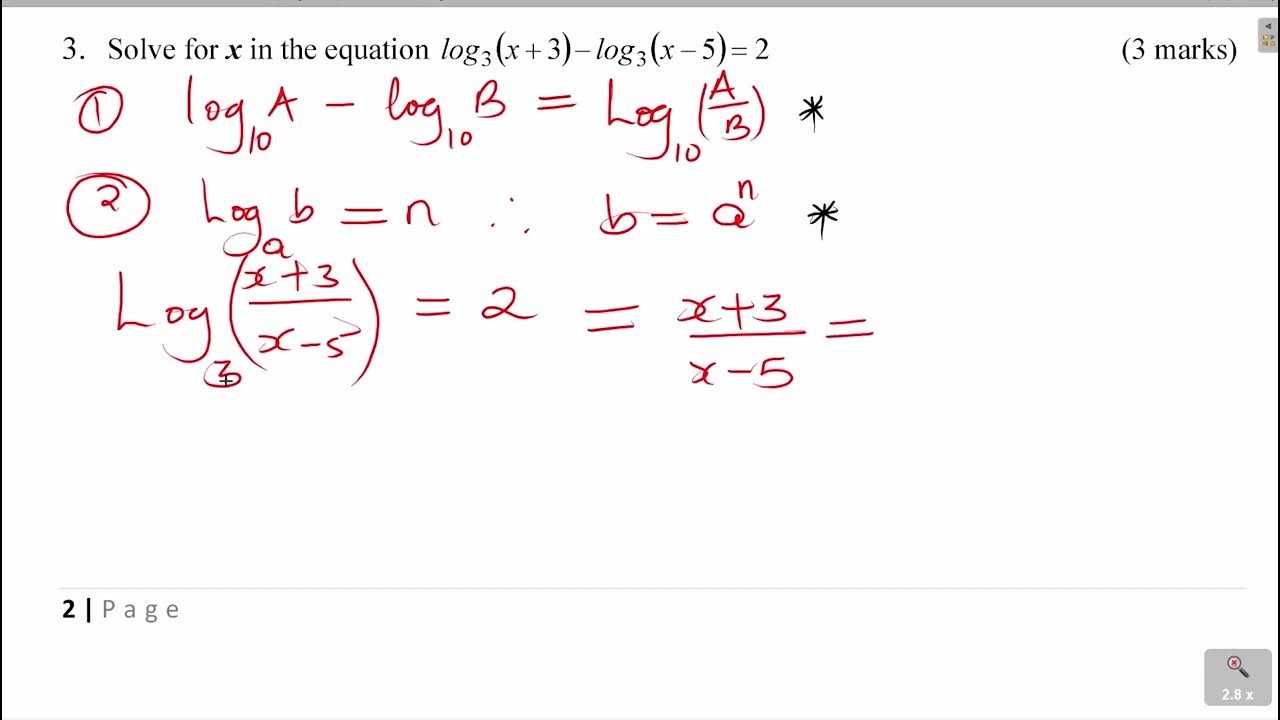 SOLVING LOGARITHMIC EQUATION - YouTube