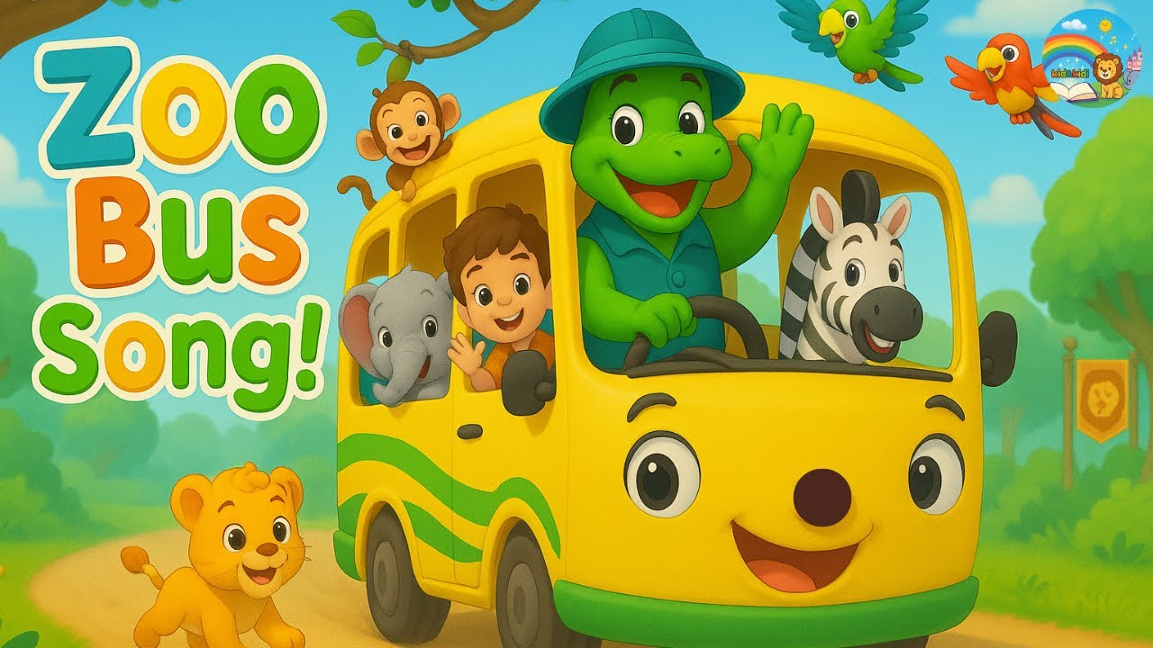 The Wheels on the Zoo Bus | Fun Animal Song for Kids | Learn Sounds ...