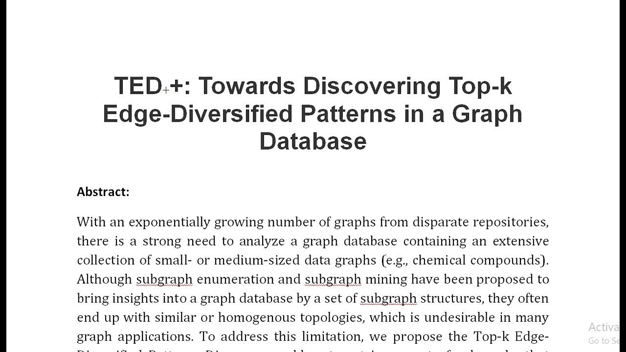 TED++ Towards Discovering Top k Edge Diversified Patterns in a Graph Database - YouTube