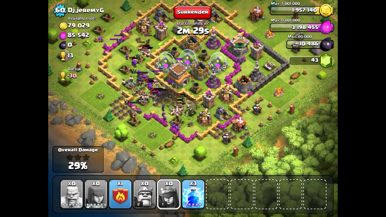 Clash of clans - level 6 barbarian and archer attack - YouTube