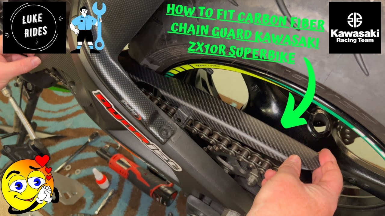 2015 Kawasaki ZX10R SuperBike / How To Fit Carbon Fiber Chain Guard ...