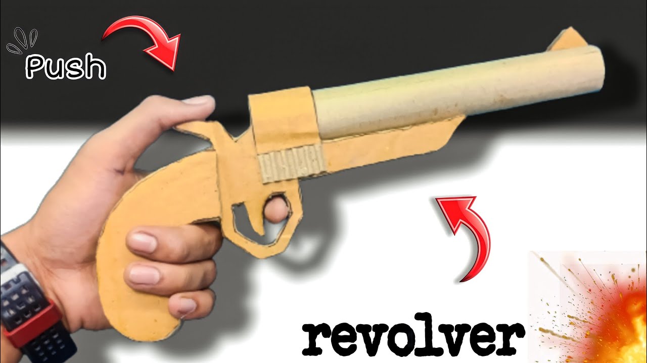 How to make revolver with cardboard 🔥| Cardboard Gun | toy gun with ...
