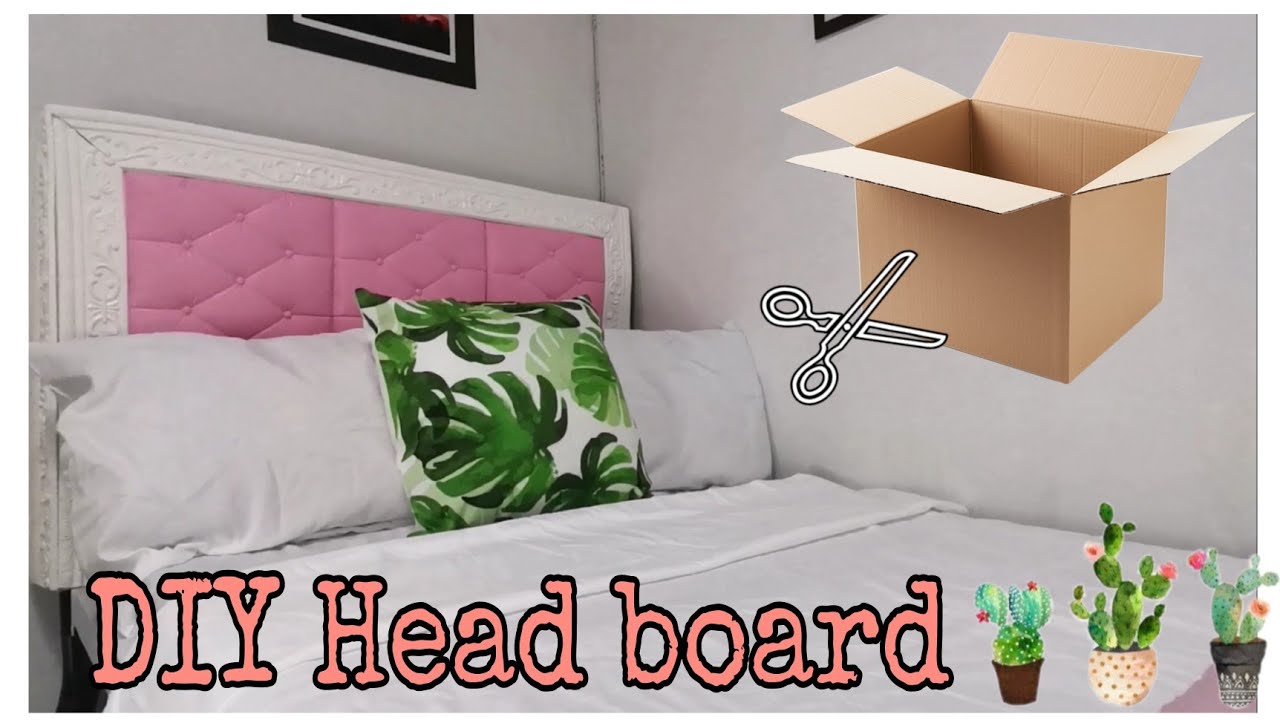 DIY Head board using a box and Foam head board sticker | SHOPEE - YouTube
