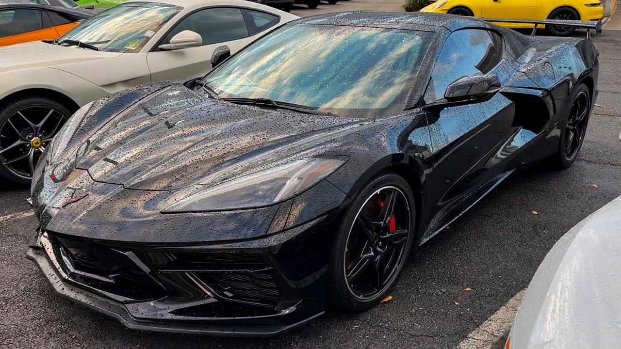 Black C8 Corvette Stingray & Red Interior - YouTube