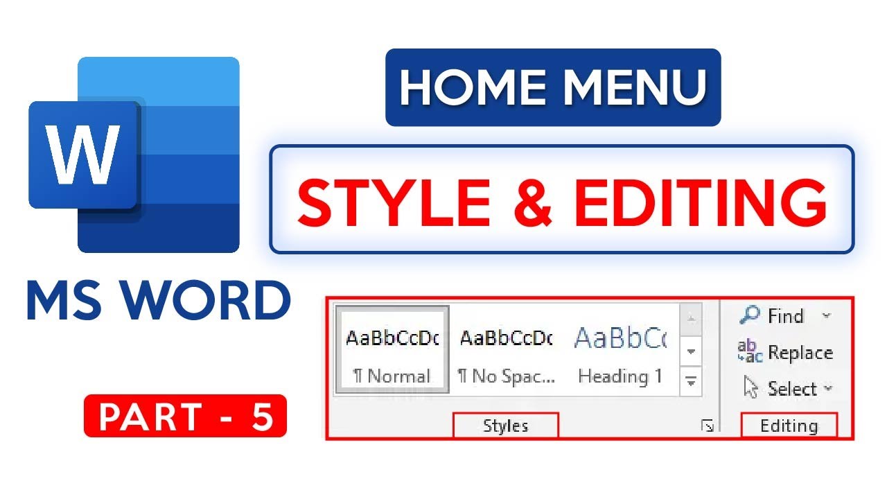 MS Word Style & Editing Tab P-5 || কিভাবে MS Word Style & Editing Tab ...