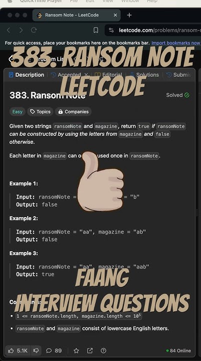 Leetcode 383 - Ransom Note #leetcode #python #faang #codinginterview #programming #coding - YouTube