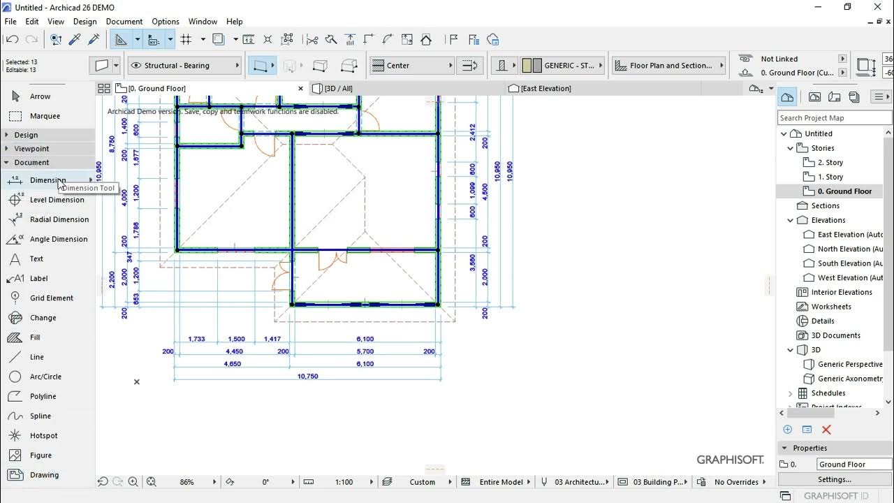 how to add exterior dimensions in archicad - YouTube