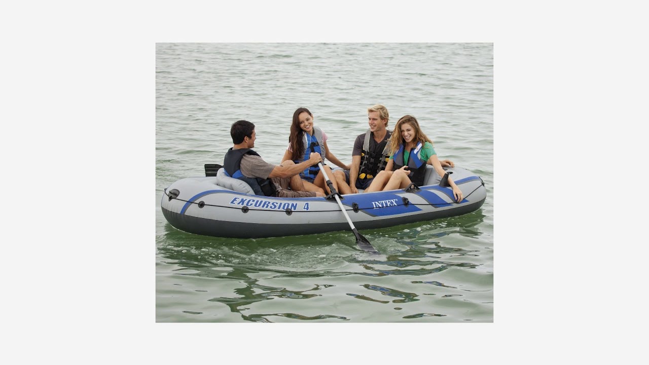 Intex Excursion 4, 4-Person Inflatable Boat Set with Aluminum Oars and ...