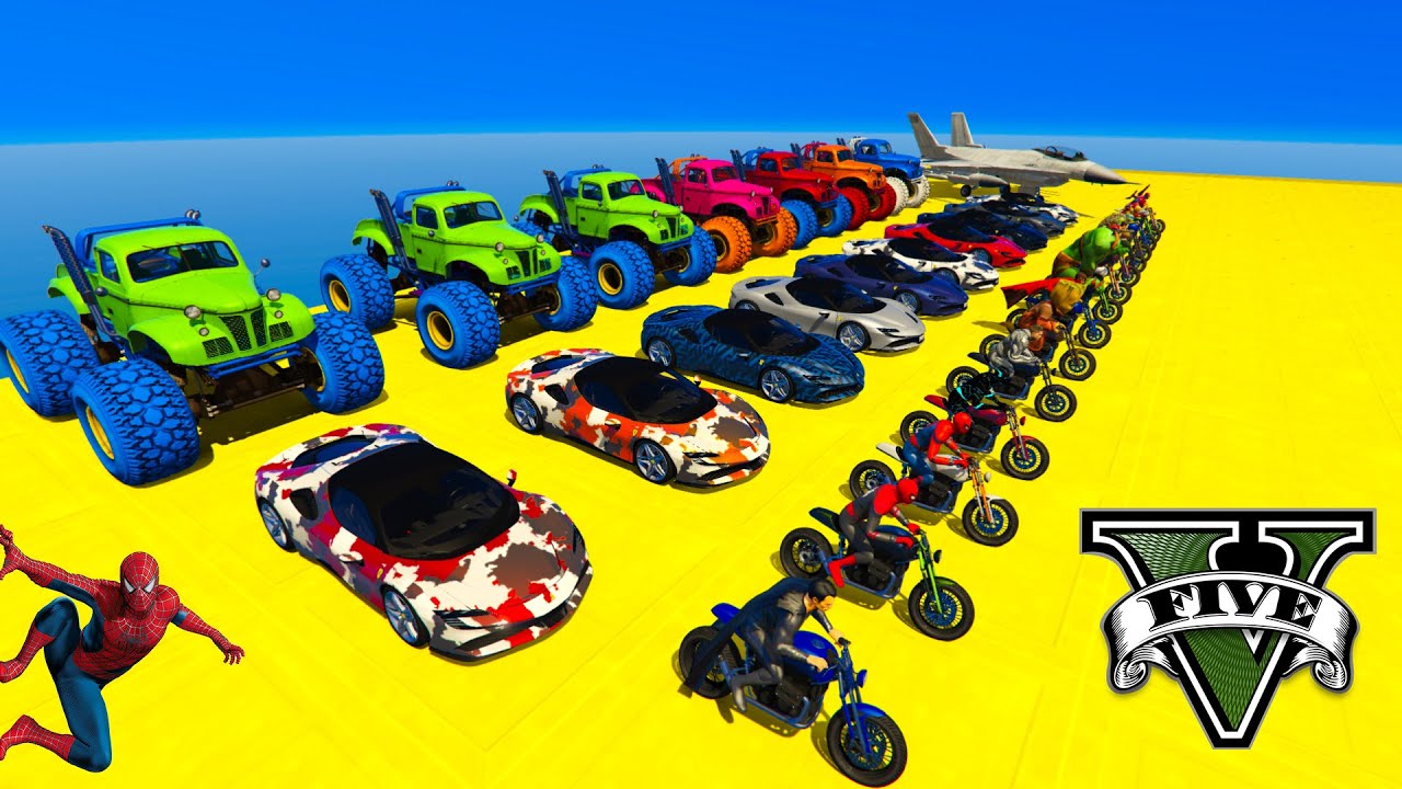 GTA V New Epic Ramp On Cars, Super Cars, Fighter Jets, Monster Trucks ...