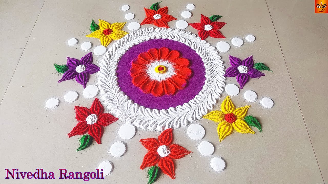 Navratri Special Unique Best Rangoli Design / Festival Rangoli Design ...