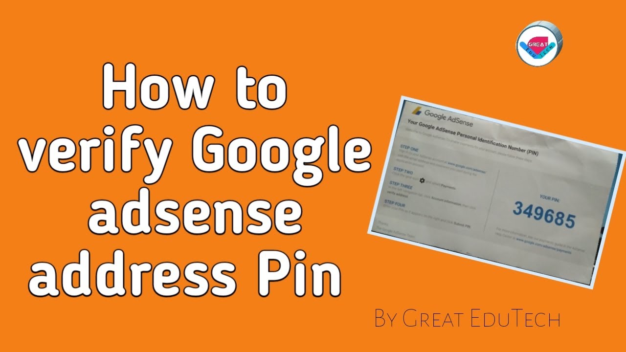 How to Verify address with Google AdSense Pin Code | Google AdSense Pin ...