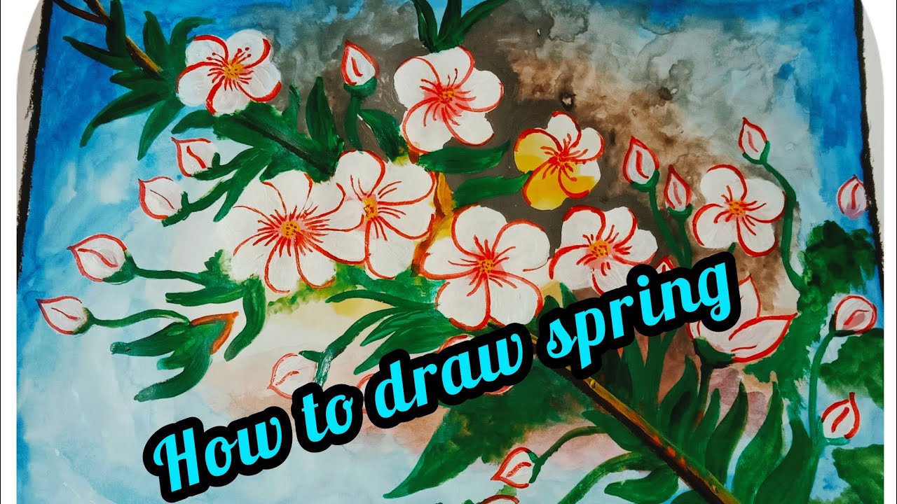 How to draw easy spring with Acrylic and water colour | New video - YouTube
