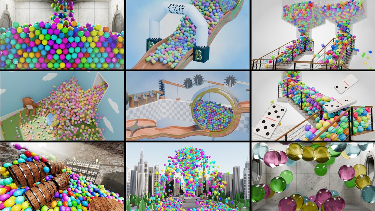 BLENDER Ball Simulation MEGAMIX | 40-Minute Colorful Physics ...