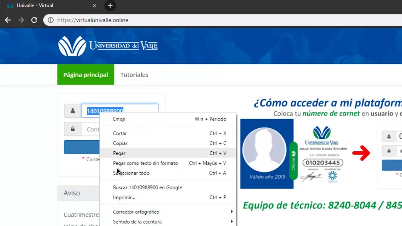Inicio de sesion - Plataforma virtual UNIVALLE - YouTube