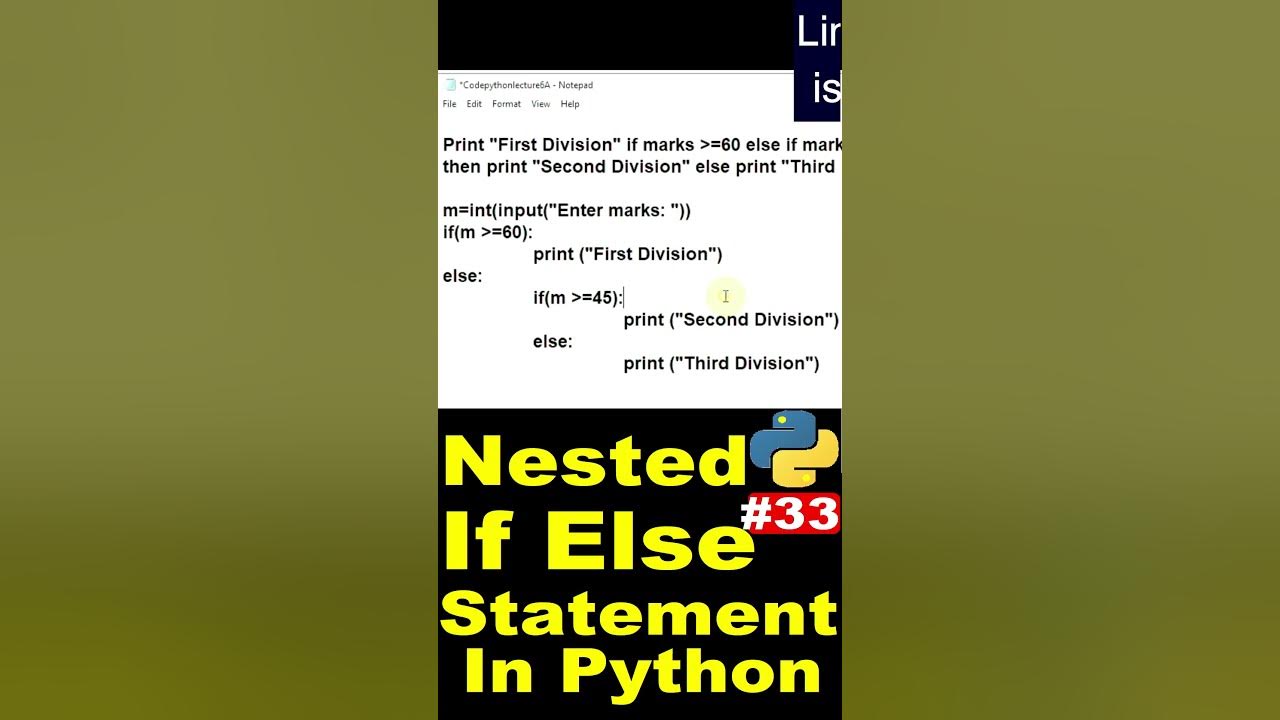 nested if else statement in python #shorts #bintuharwani #nestedifelse #pythonfreecourse - YouTube