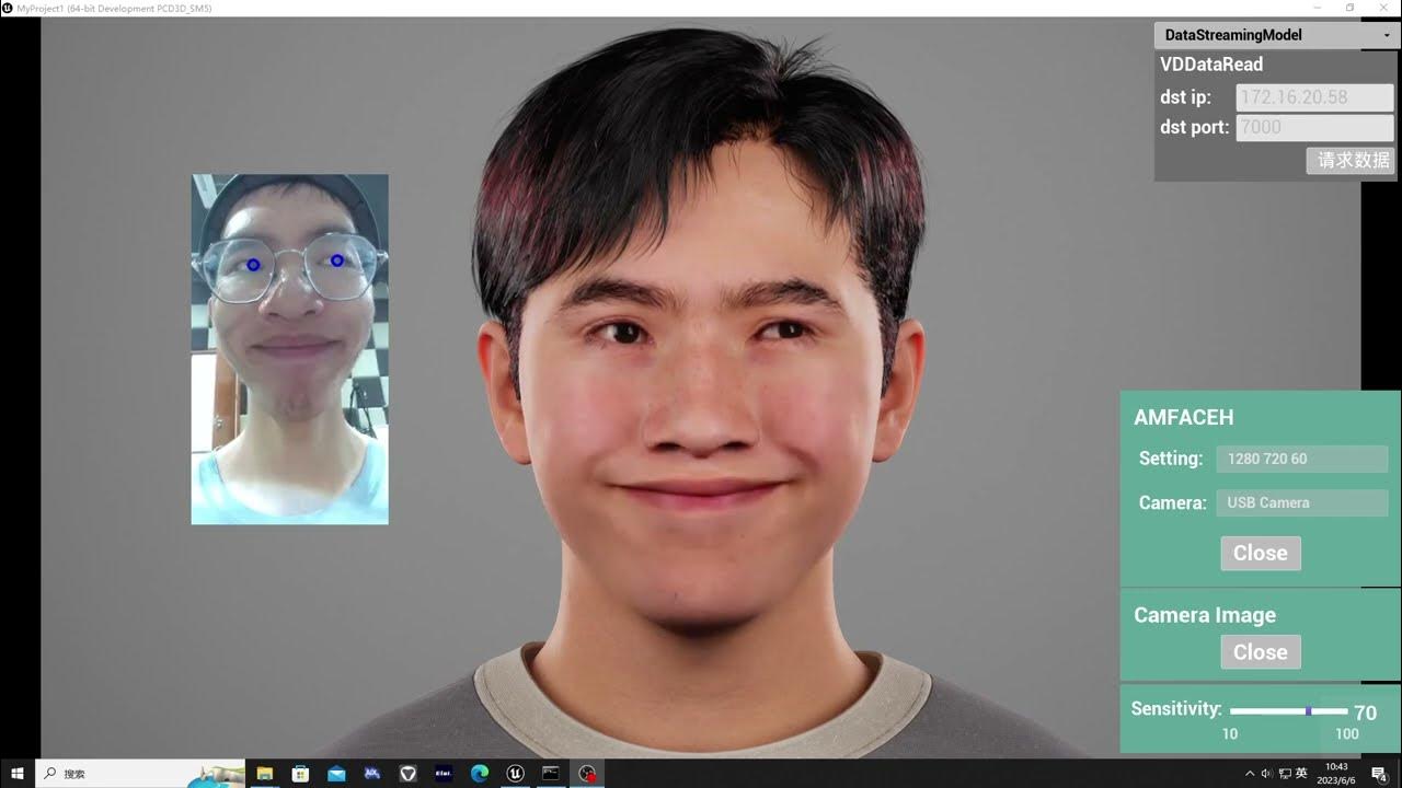 Performance of Virdyn AH camera face capture on 3D character models-Unreal Engine Metahuman part ...