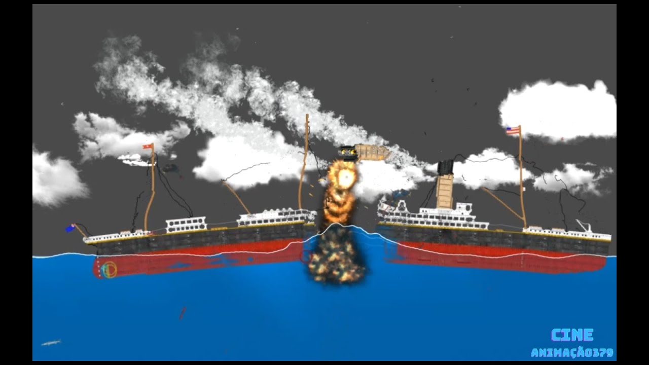 Ship R.M.S Oceanic splits into two after explosion in Floating Sandbox simulator - YouTube
