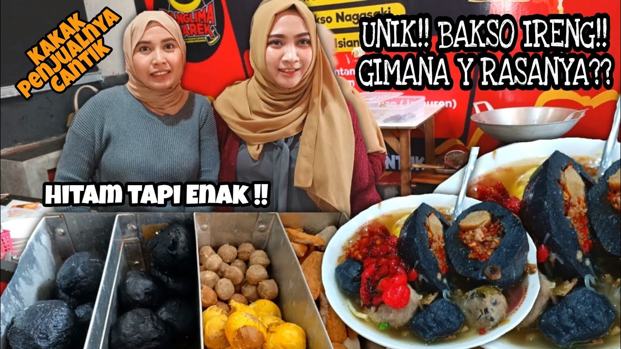 WOW INI BARU UNIK!! BAKSO IRENG PANGLIMA WAREK - Kuliner Gresik - YouTube