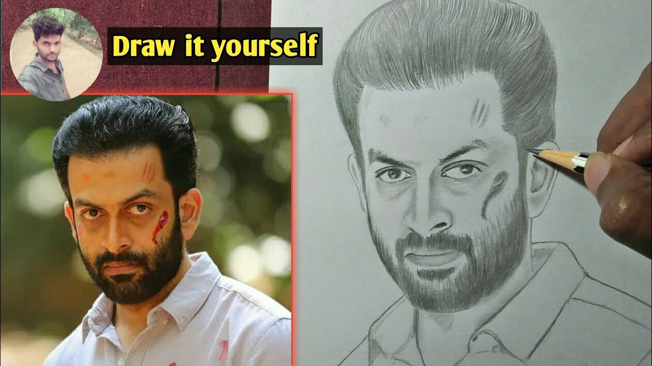 Prithviraj sukumaran pencil drawing | kuruthi | easy drawing | draw it ...