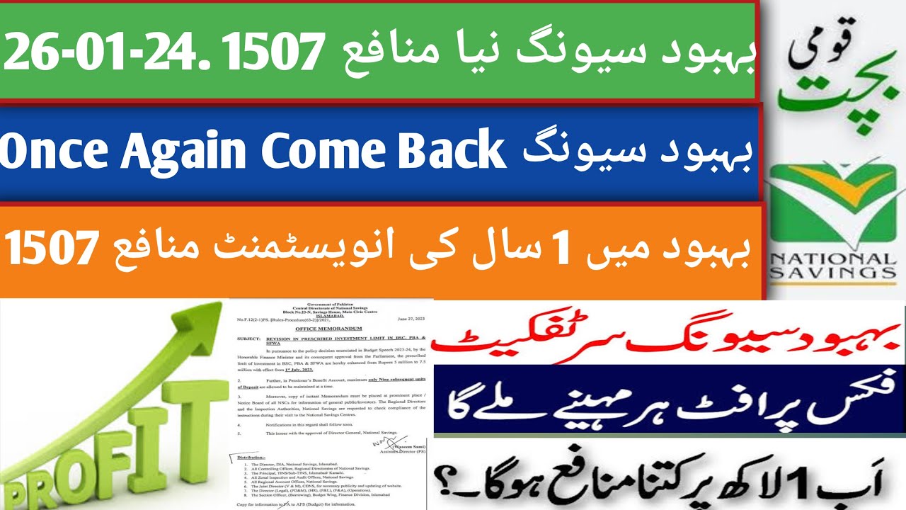 Behbood saving certificates profit rates 2024| Behbood saving ...