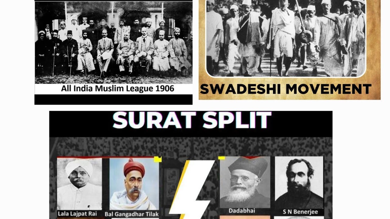 PYQ from Surat split,All India league and swadeshi movement//Important ...