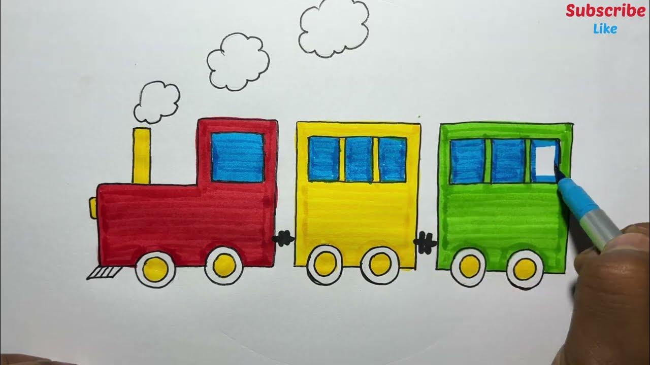 Train 🚂 drawing for beginners/#trainDrawing/ Really easy to draw a ...