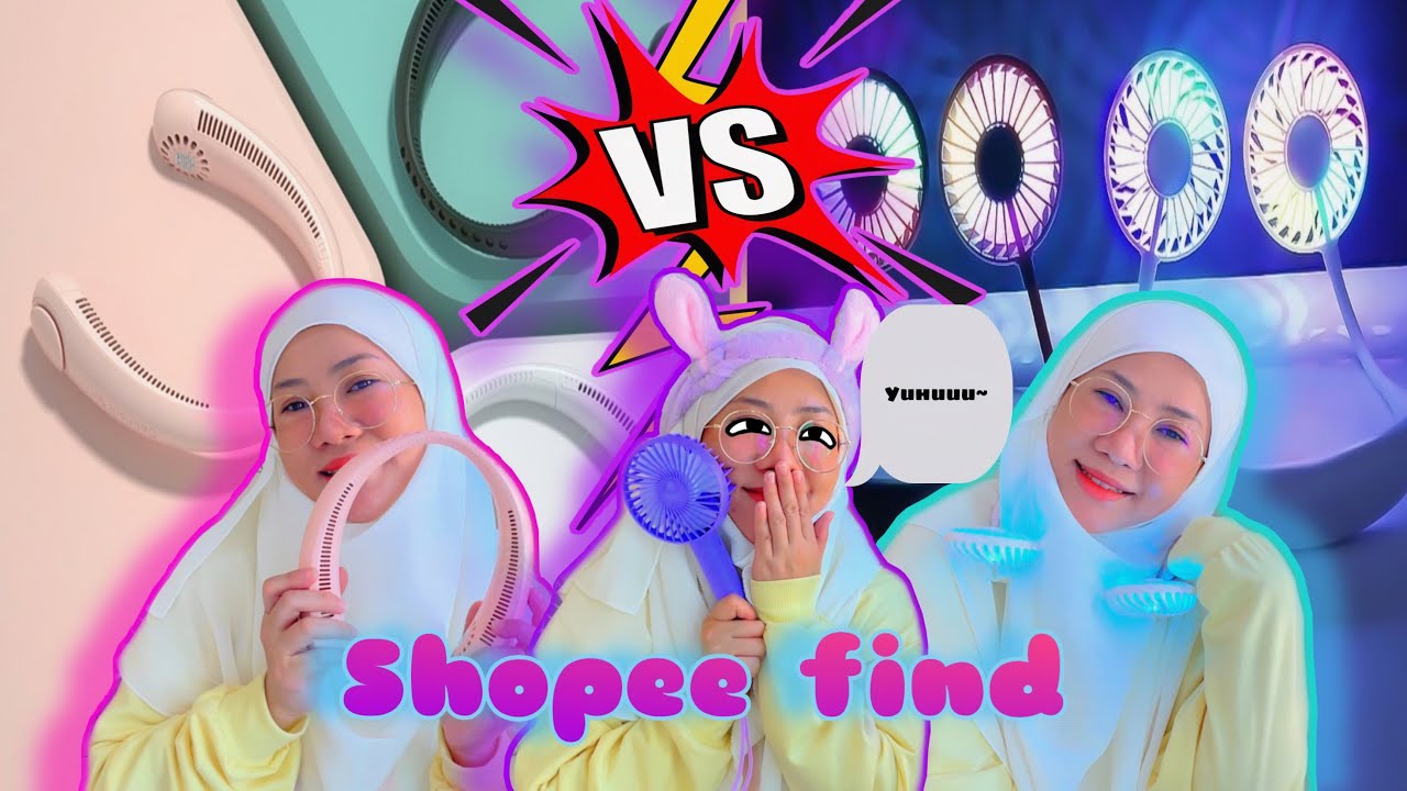 Shopee Find Cute Mini Fan🍃 Bladeless Neck Cooler & face mist - YouTube