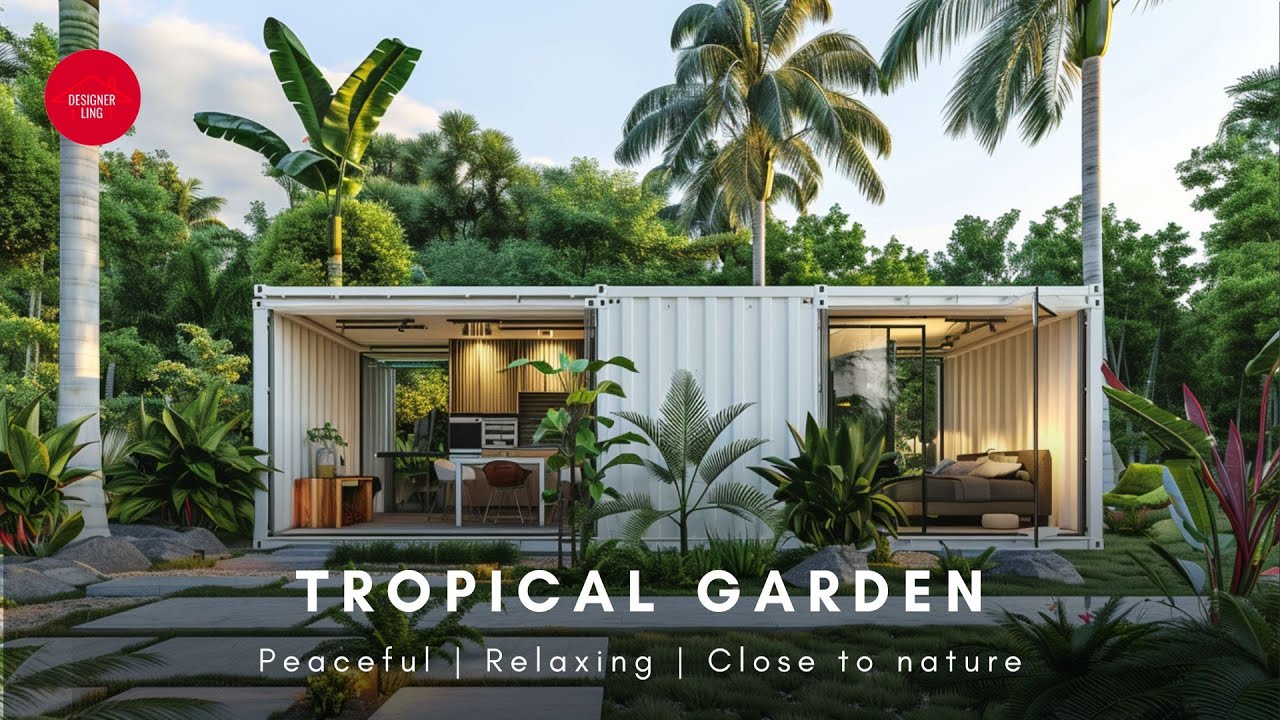 Creating a Tropical Paradise: White Container House Backyard - YouTube