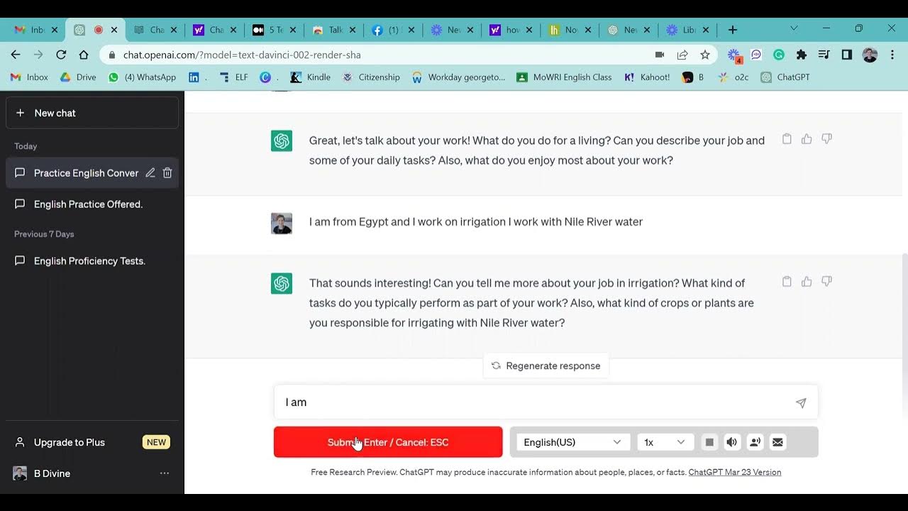 Chat GPT Conversation Practice Example - YouTube