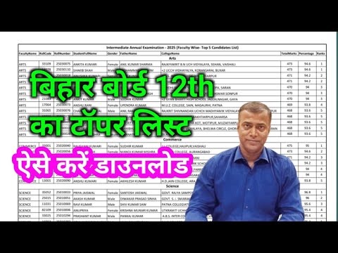 Bihar Board 12th Topper List 2025 || Science, Commerce, Arts | Bihar board inter topper list ...
