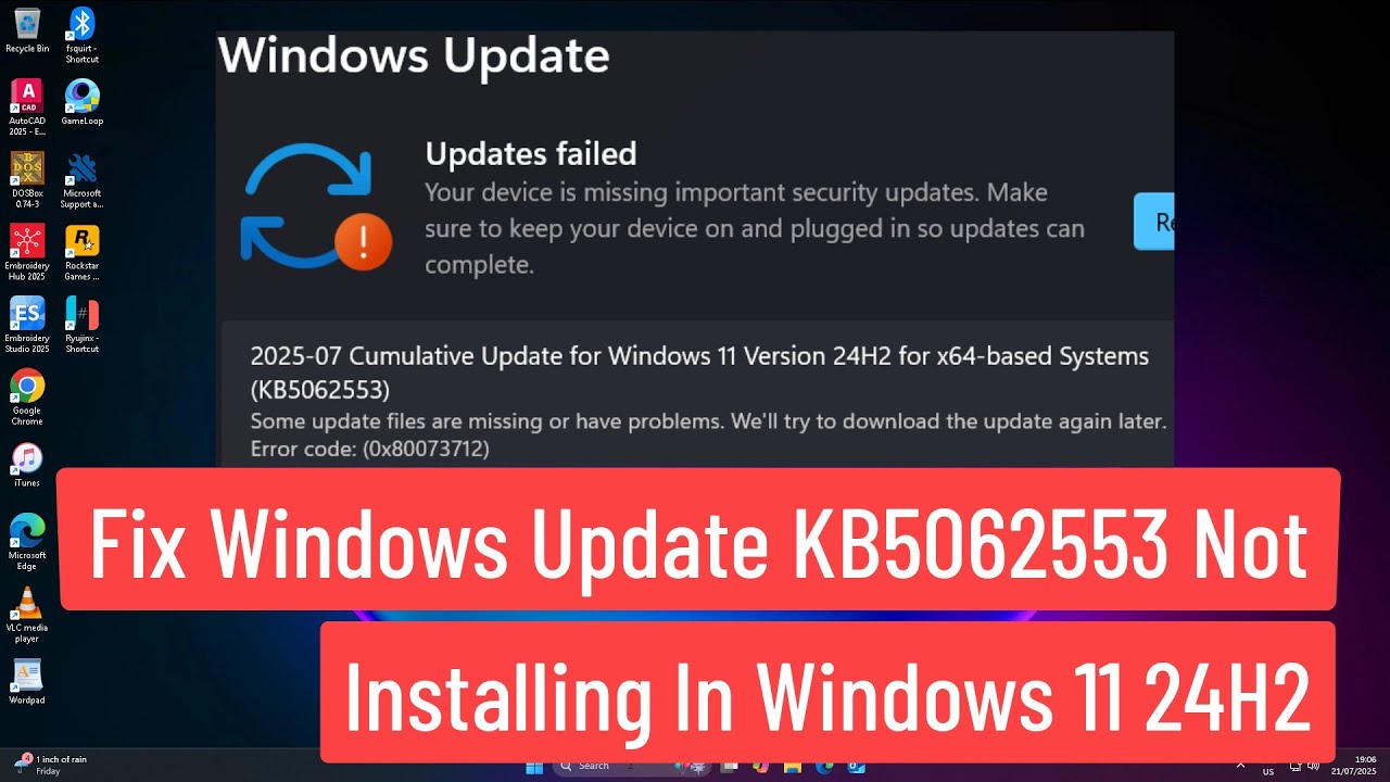 Fix Windows Update KB5062553 Not Installing In Windows 11 24H2 - YouTube