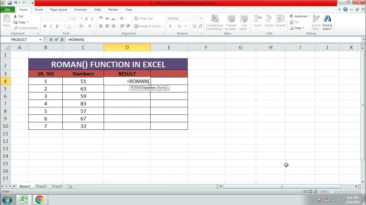 HOW TO USE ROMAN FUNCTION IN EXCEL GUYS EXCEL ME ROMAN FORMULA KO KAISE USE KRTE H GUYS LIKE ...