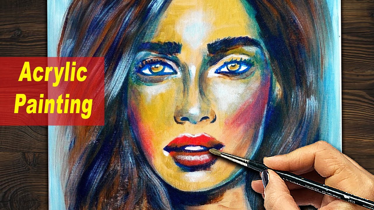 Beautiful Lady Portrait Painting | Acrylic Painting Tutorial (Step by ...