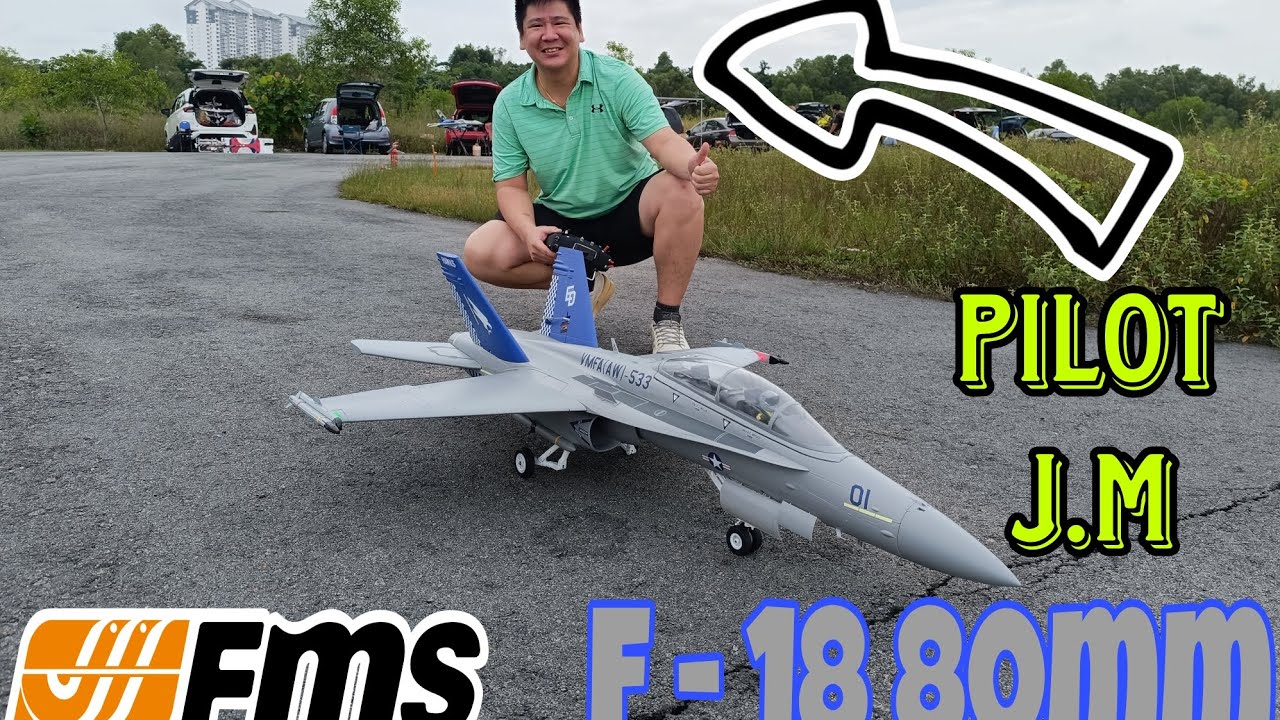 FMS F 18 80mm Maiden Flight by Pilot J.M | Rc Malaysia - YouTube