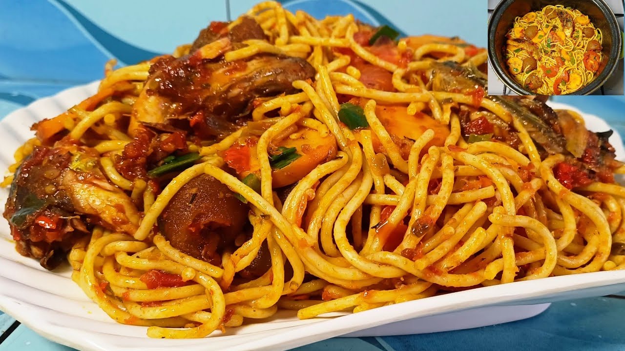 How to Make Palm Oil Spaghetti with Dried Fish & Cow Skin | African ...