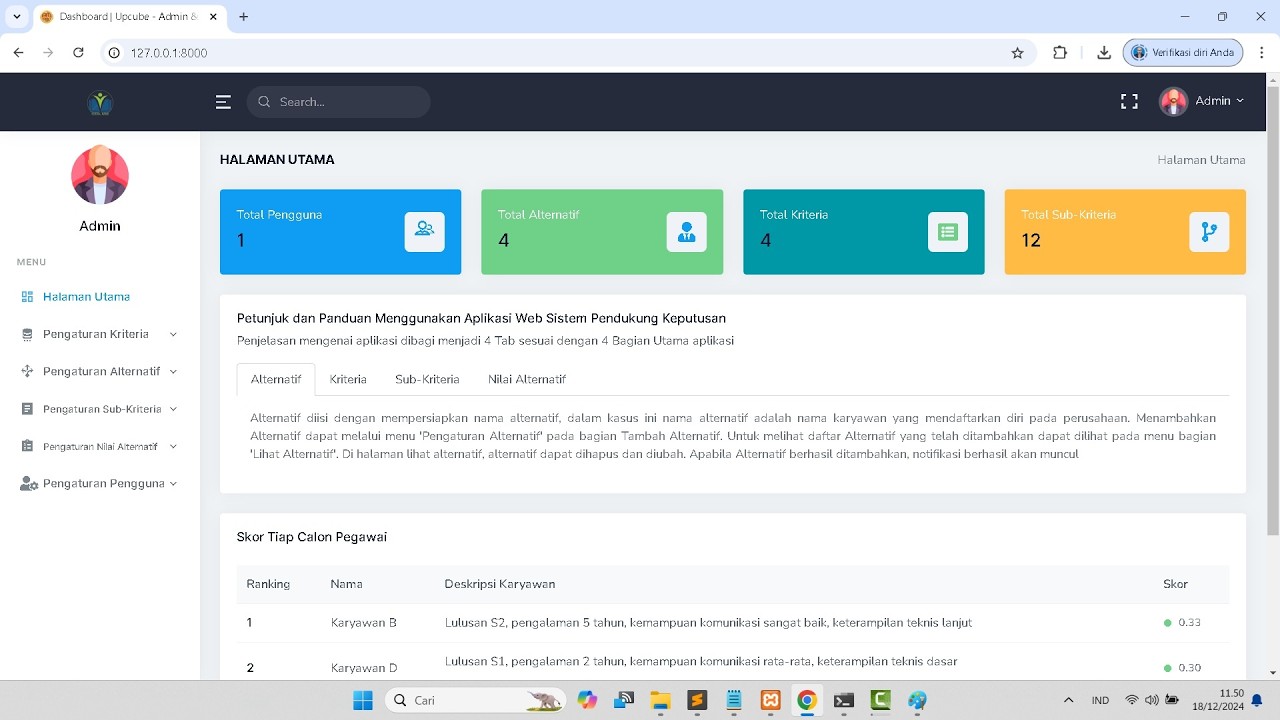 🔴🌟Sistem Pendukung Keputusan Seleksi Karyawan Baru Metode WP dan SAW ...