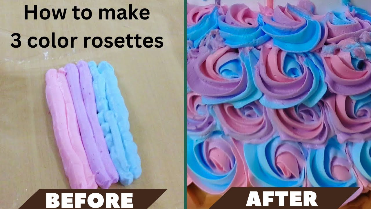 Multi color rosettes | Cake decorating ideas | 3 color rosette - YouTube