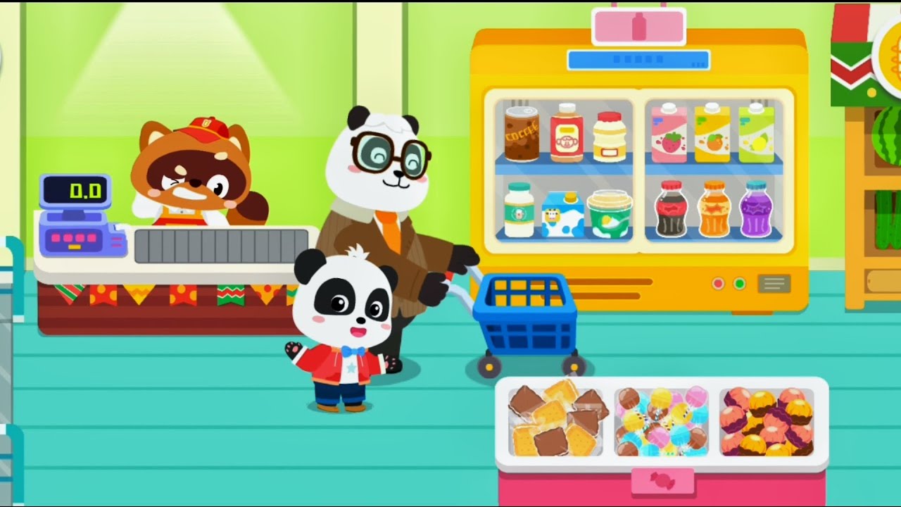 Learn with kiki Baby Panda's Supermarket | Kids Grocery Shopping ...