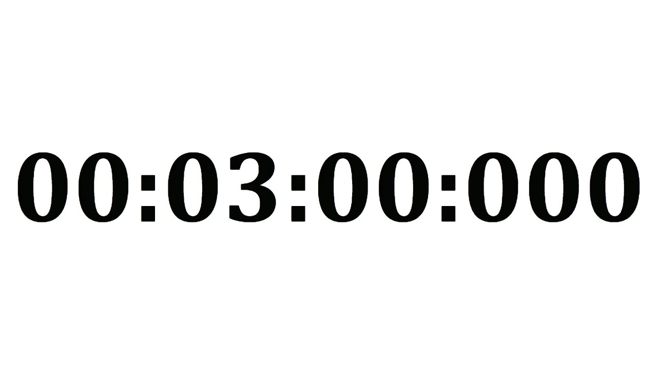 WHITE COUNTDOWN 3 minutes = 180 seconds = 180000 milliseconds, Full HD ...
