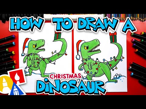 How To Draw A Christmas Dinosaur