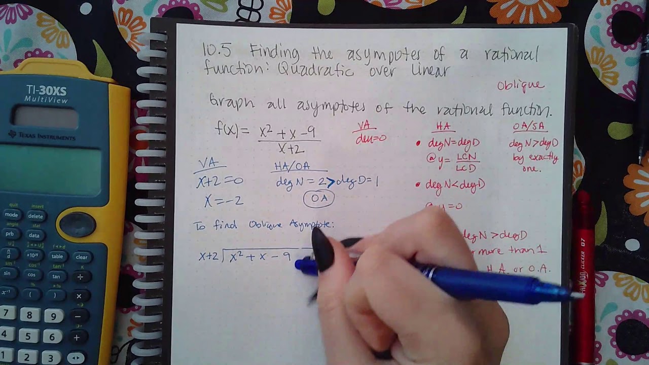 Ch 10 Sec 5 Finding the asymptotes of a rational function Quadratic ...