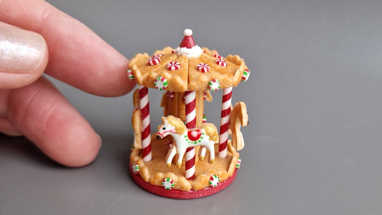 Miniature Carousel🎠/Made with polymer clay/Tutorial/DIY - YouTube