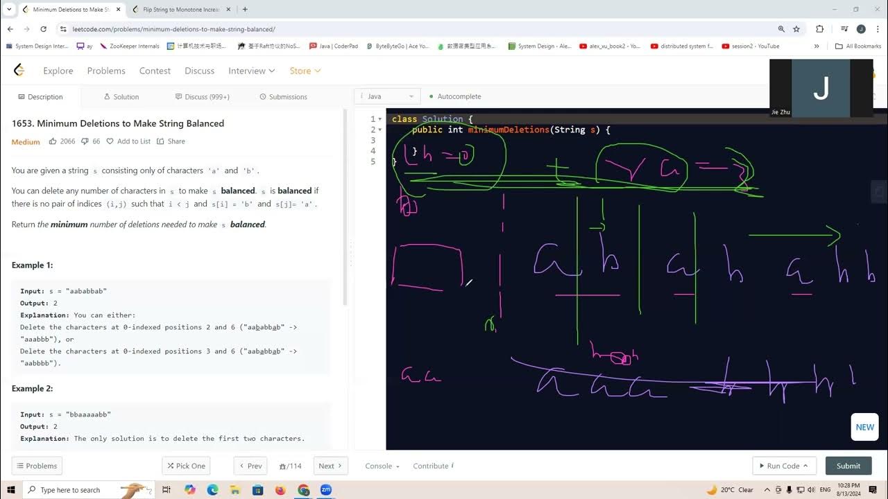 1653. Minimum Deletions to Make String Balanced - YouTube