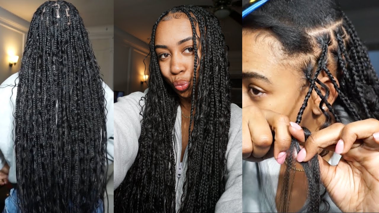 DETAILED Knotless + Boho Braids Tutorial ft. YWigs Bulk Human Hair - YouTube
