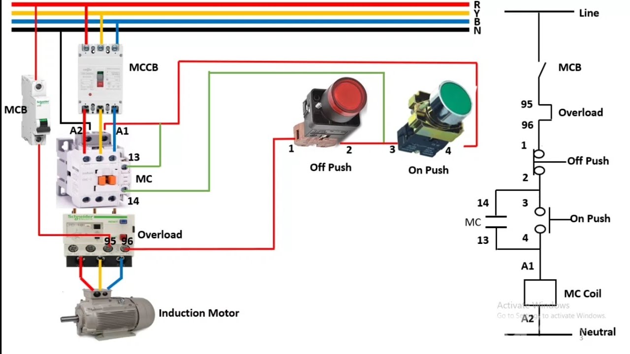 ডিরেক্ট অনলাইন মোটর স্টার্টারের পাওয়ার ও কন্ট্রোল সার্কিট।। Direct ...