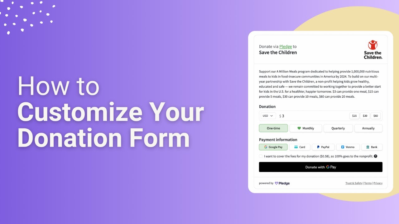 Pledge.to Guide: How to Customize Your Donation Form - YouTube
