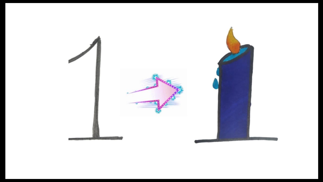 How to draw using Number 1 / Easy Drawing with number / How to draw ...