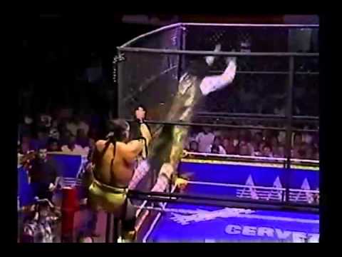 OSCAR SEVILLA Y PANTHRO VS GRAN APACHE Y CUERNO DE CHIVO JAULA DE ...